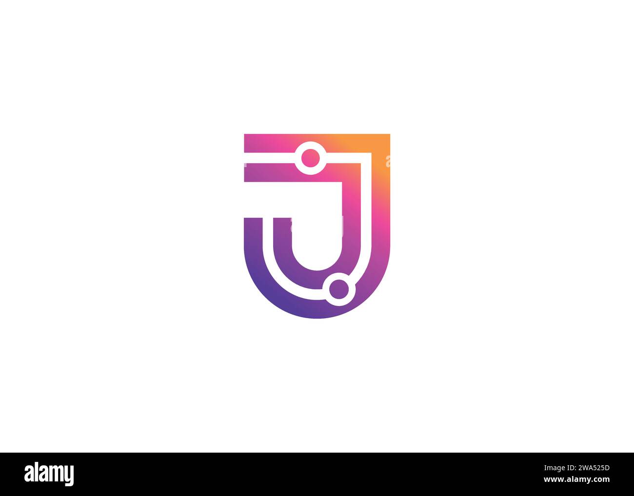 Letter J Technology vector monogram logo design template. Letter J ...