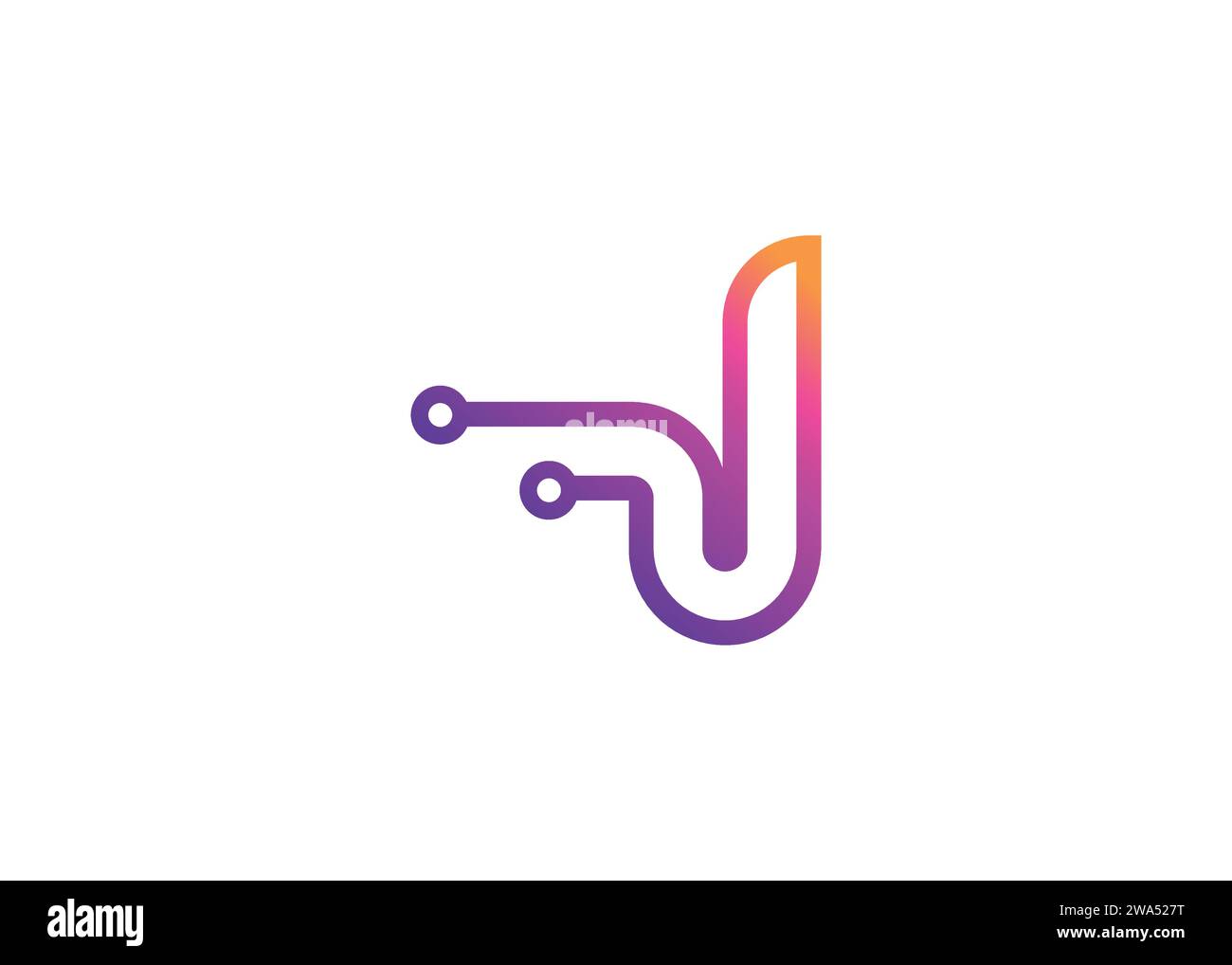 Letter J Technology vector monogram logo design template. Letter J ...