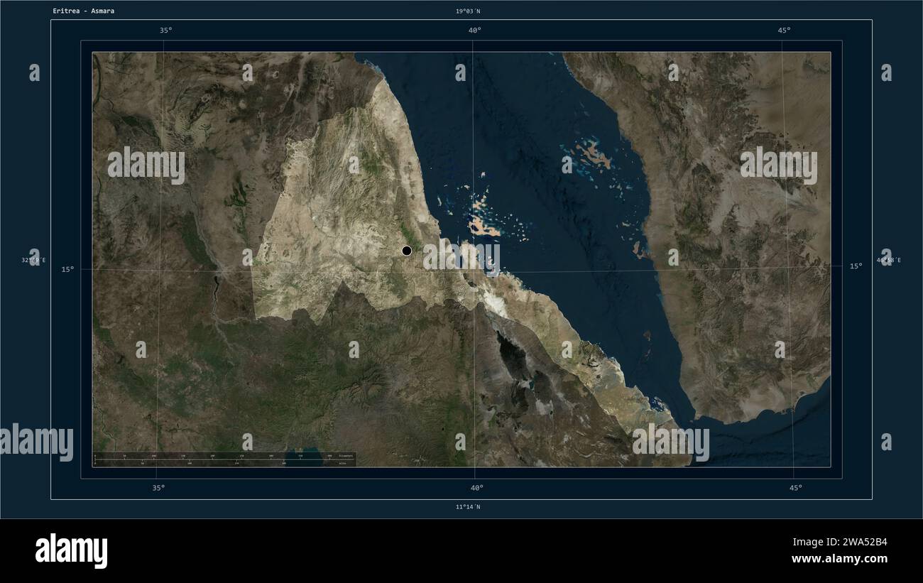 Eritrea highlighted on a high resolution satellite map map with the ...