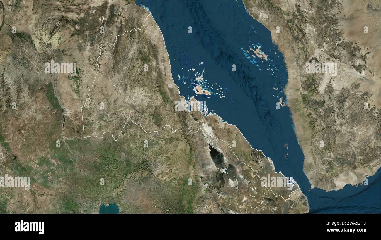 Eritrea outlined on a high resolution satellite map Stock Photo - Alamy