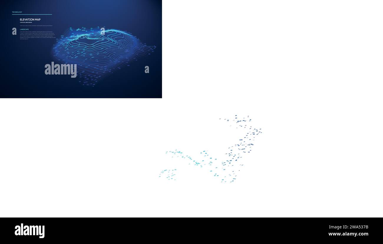 Topographic map blue technology background. Big data elevation map with ...