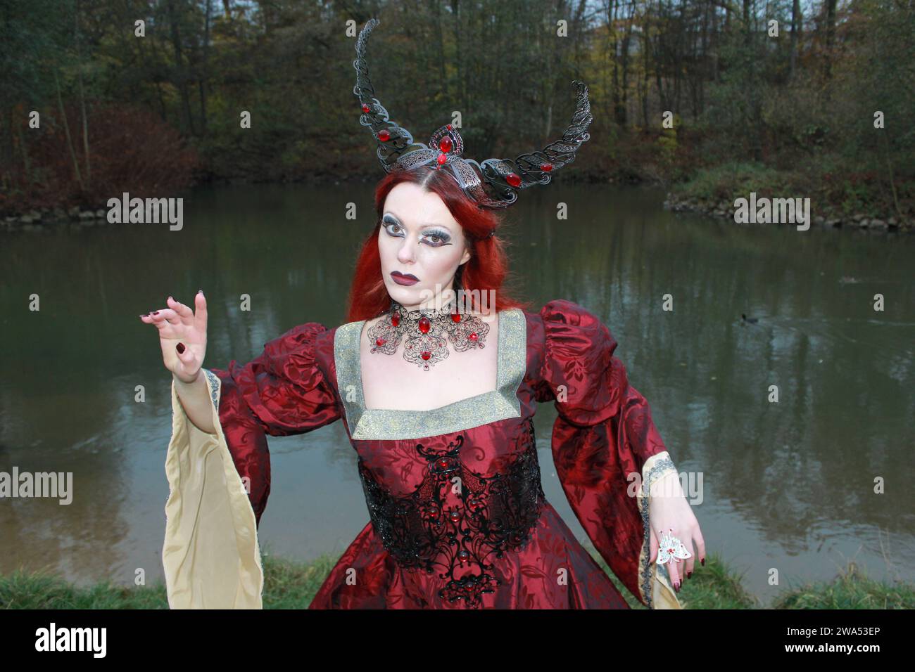 portrait model green eyes alternative gothic Stock Photo - Alamy