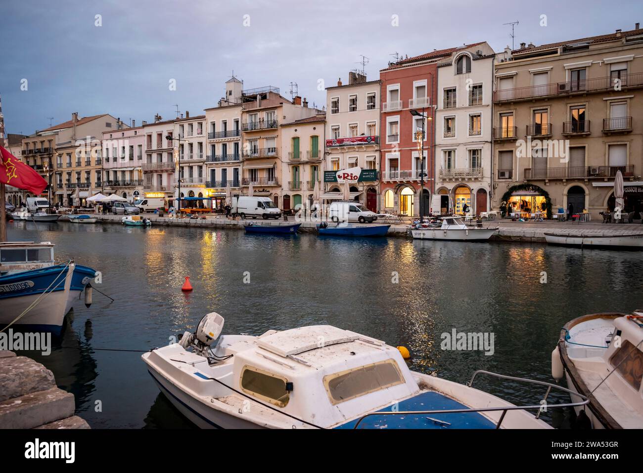 Canal Royal running through the centre of Sète, a major port city in ...