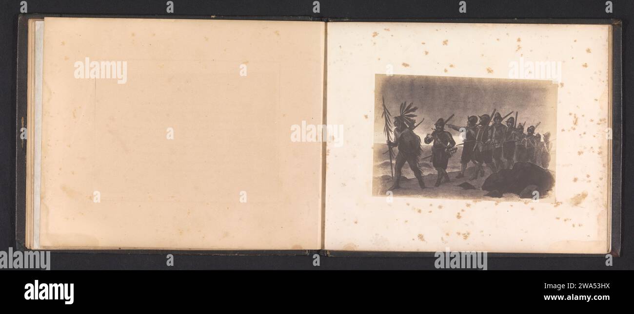 Photo production of a drawing, representing Miles Standish and his army ...