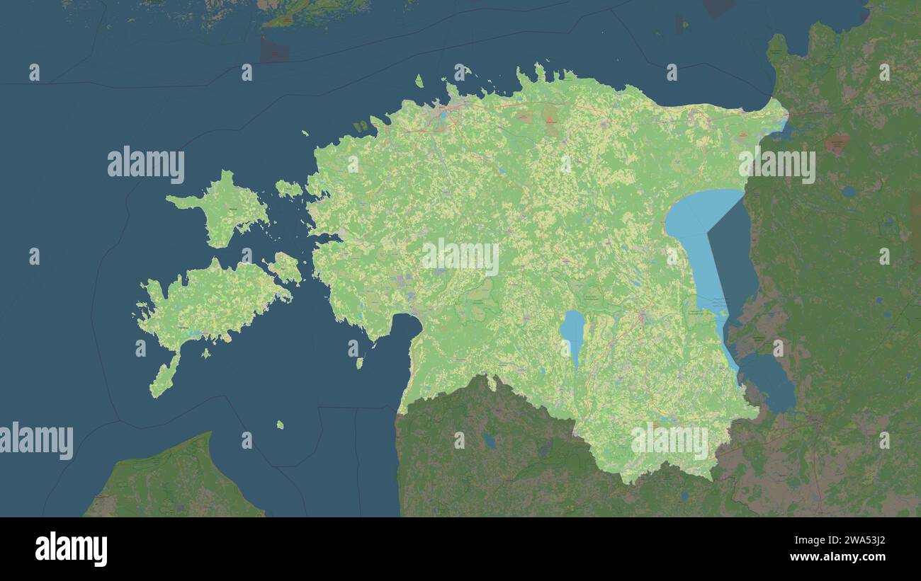 Estonia highlighted on a topographic, OSM standard style map Stock Photo - Alamy