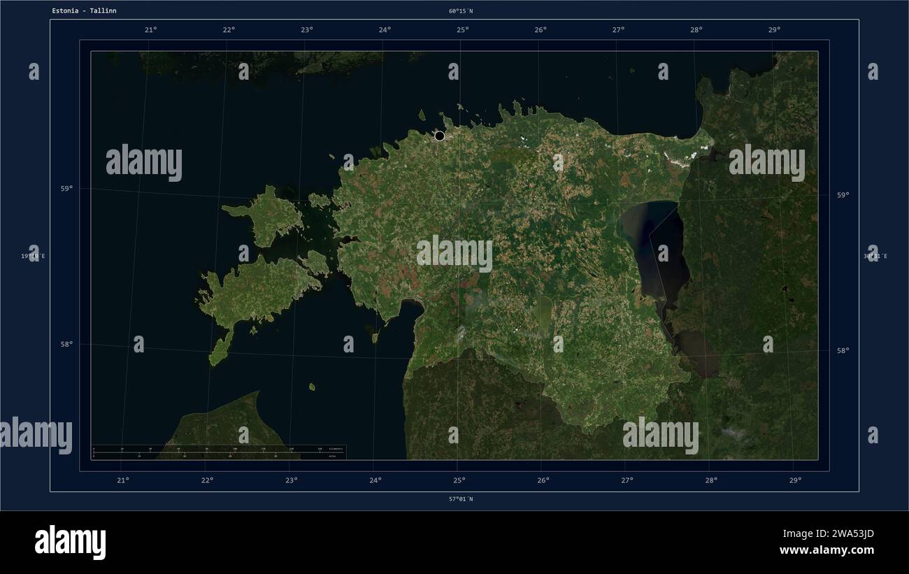 Estonia highlighted on a low resolution satellite map map with the ...