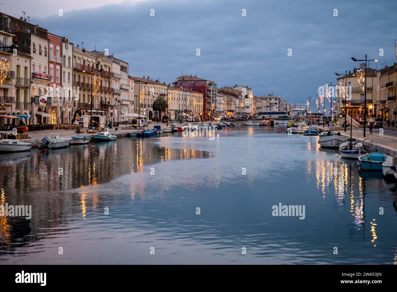 Canal Royal running through the centre of Sète, a major port city in ...