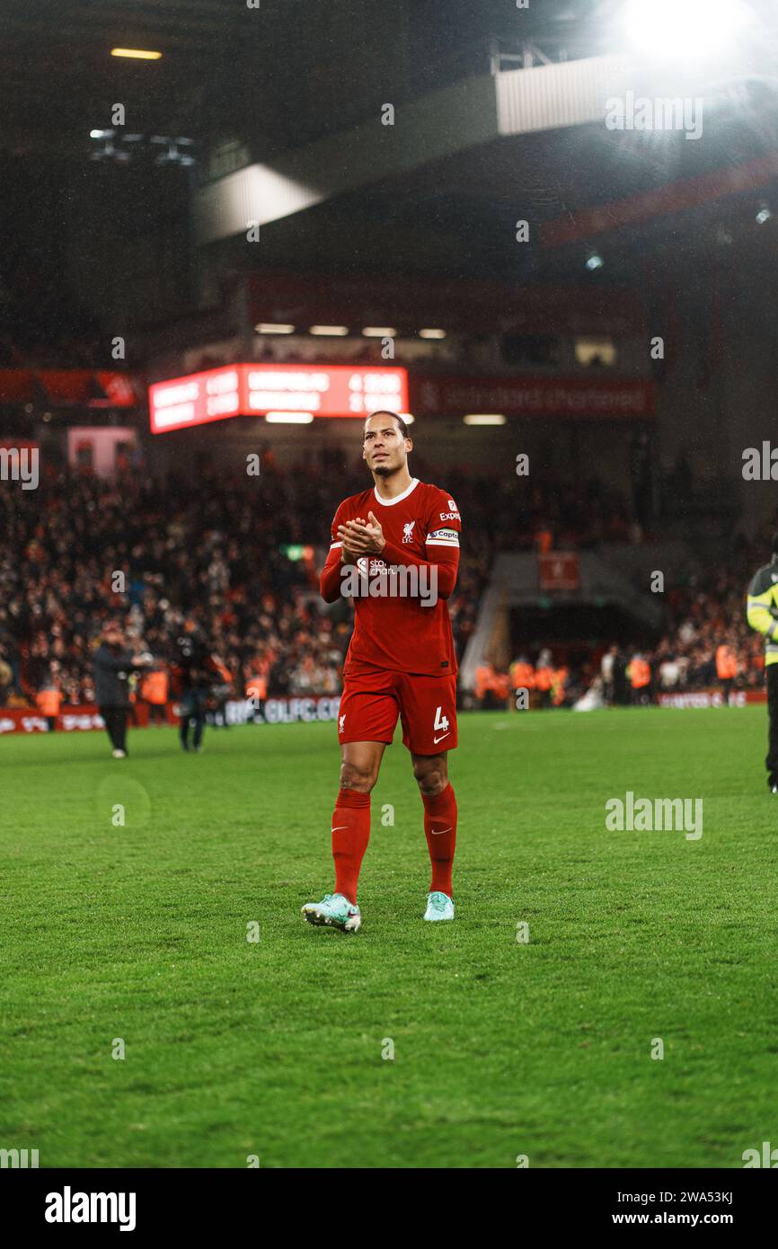 LIVERPOOL, ENGLAND - JANUARY 01: Virgil Van Dyke, Captain of Liverpool ...