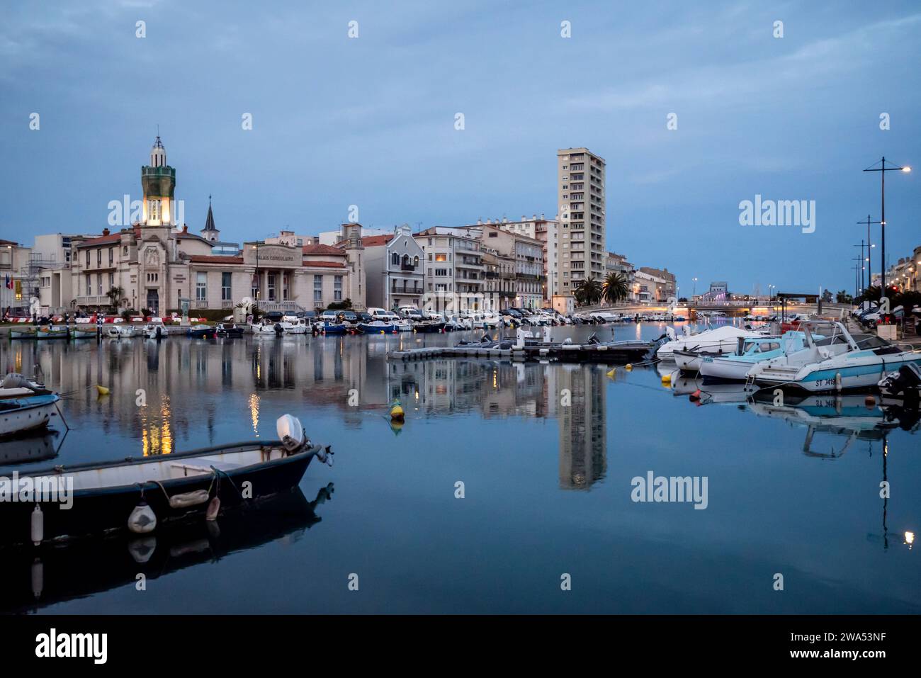 Canal running through the centre of Sète, a major port city in the ...