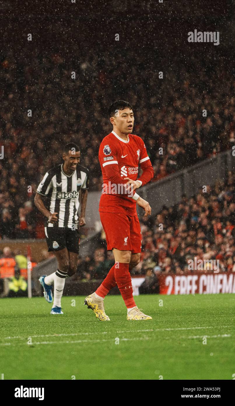 LIVERPOOL, ENGLAND - JANUARY 01: Wataru Endo during the Premier League ...
