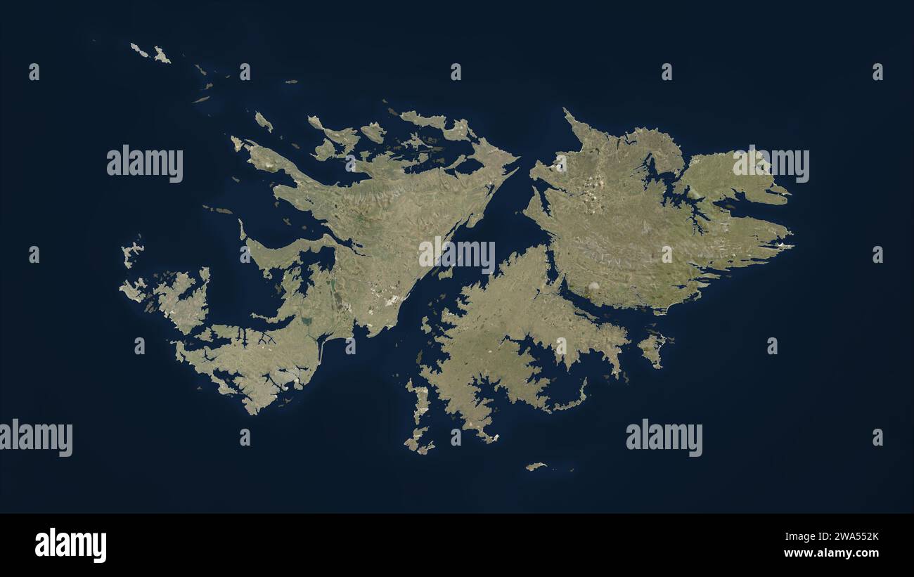 Falkland Islands highlighted on a low resolution satellite map Stock Photo - Alamy