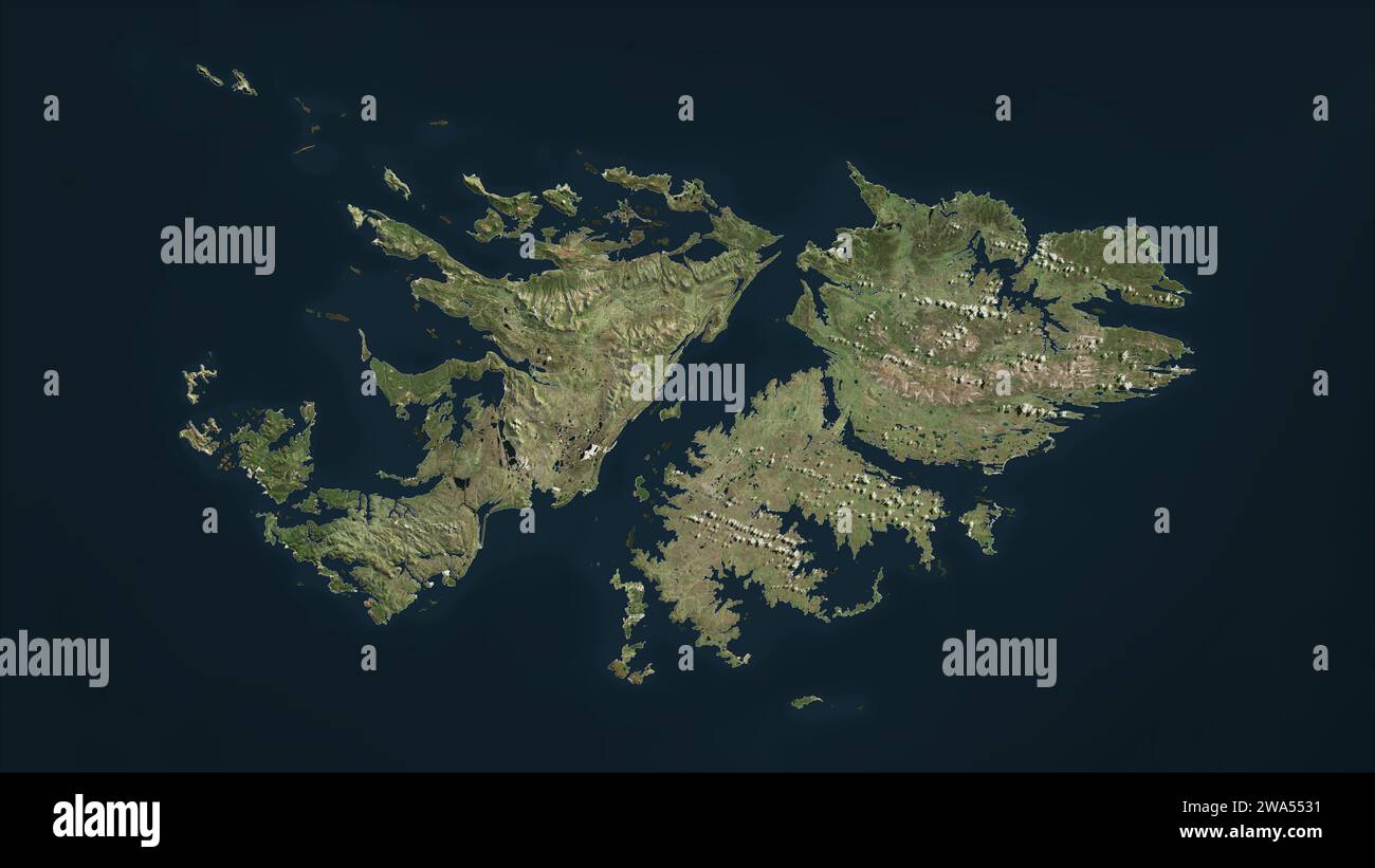 Falkland Islands highlighted on a high resolution satellite map Stock Photo - Alamy