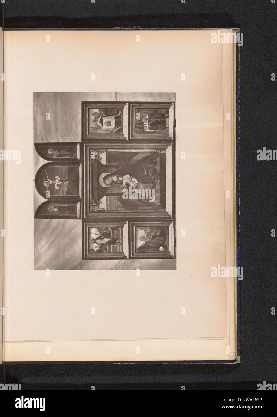 Reproduction of a painted triptych with performances from the passion of Christ, Anonymous, c ...