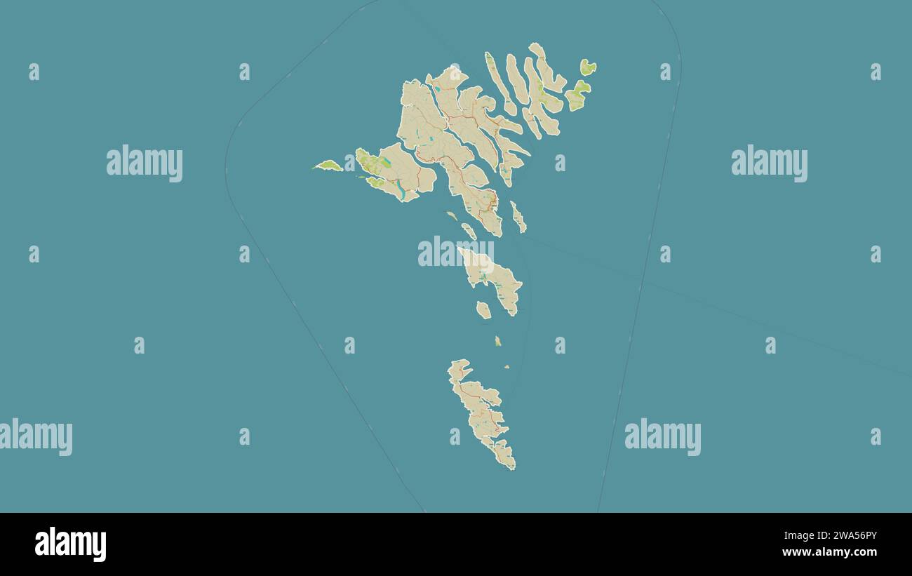 Faroe Islands outlined on a topographic, OSM Humanitarian style map ...
