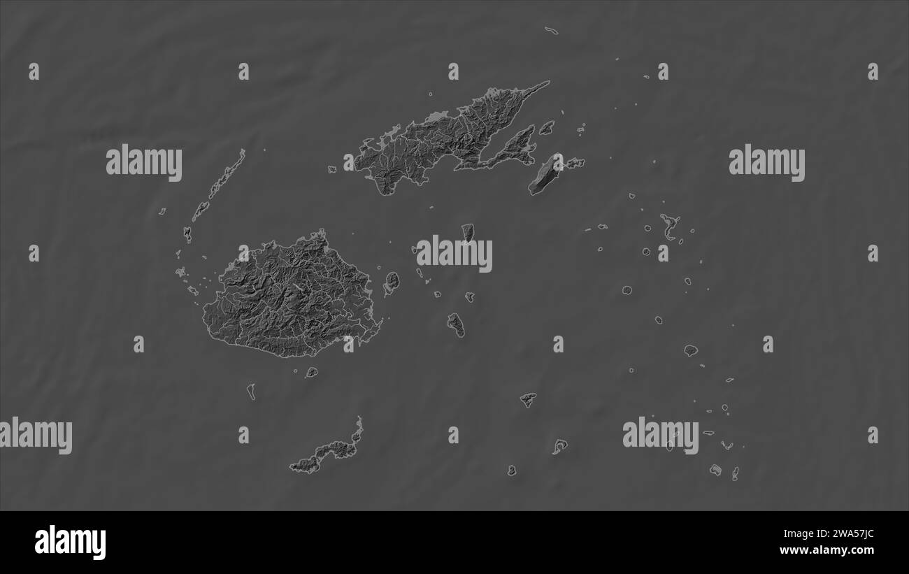 Fiji highlighted on a Bilevel elevation map with lakes and rivers Stock ...