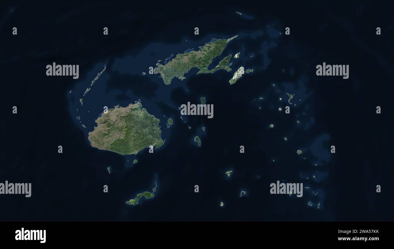 Fiji highlighted on a low resolution satellite map Stock Photo - Alamy