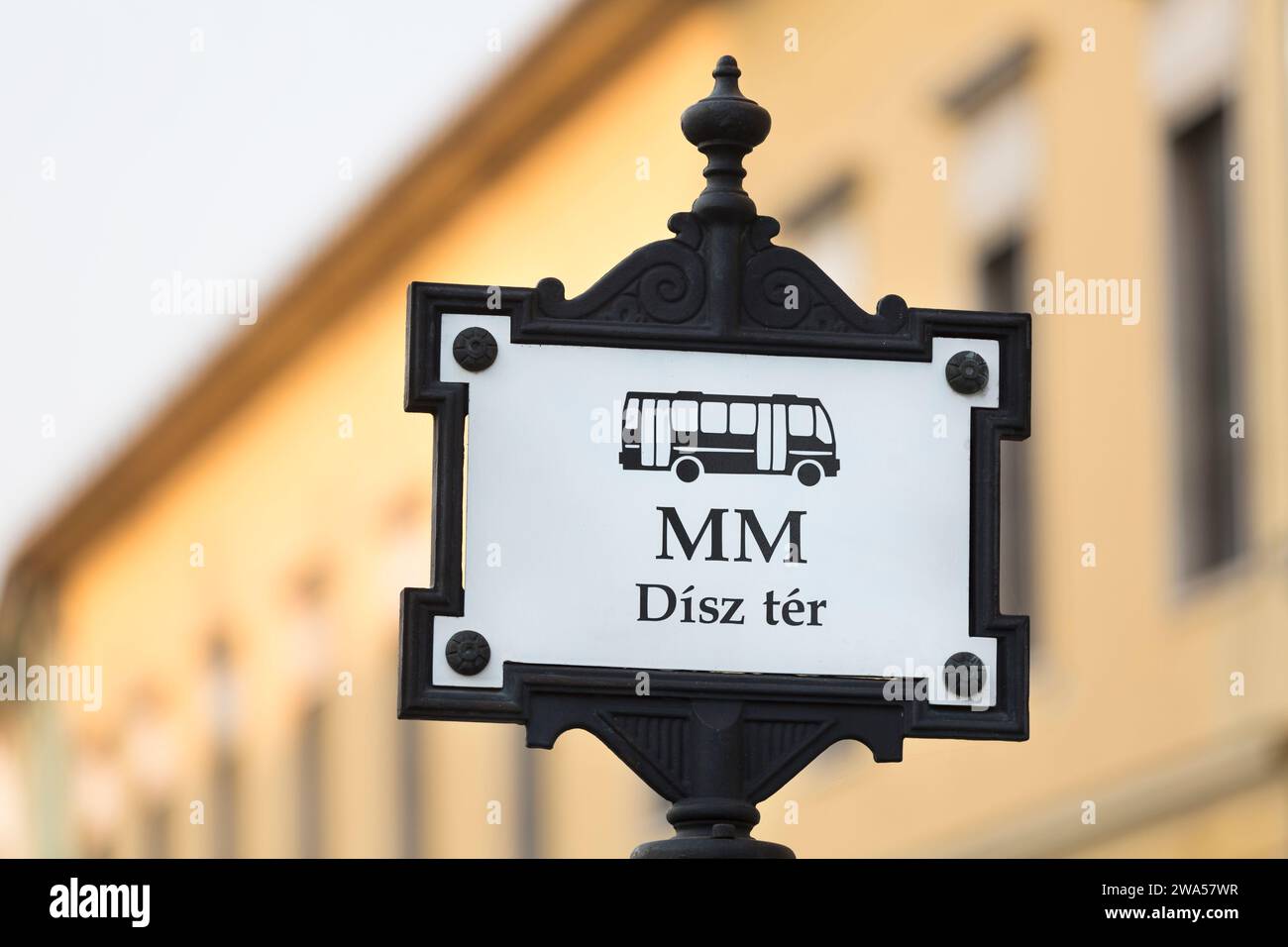 Hungary, Budapest, Metro bus sign Stock Photo - Alamy
