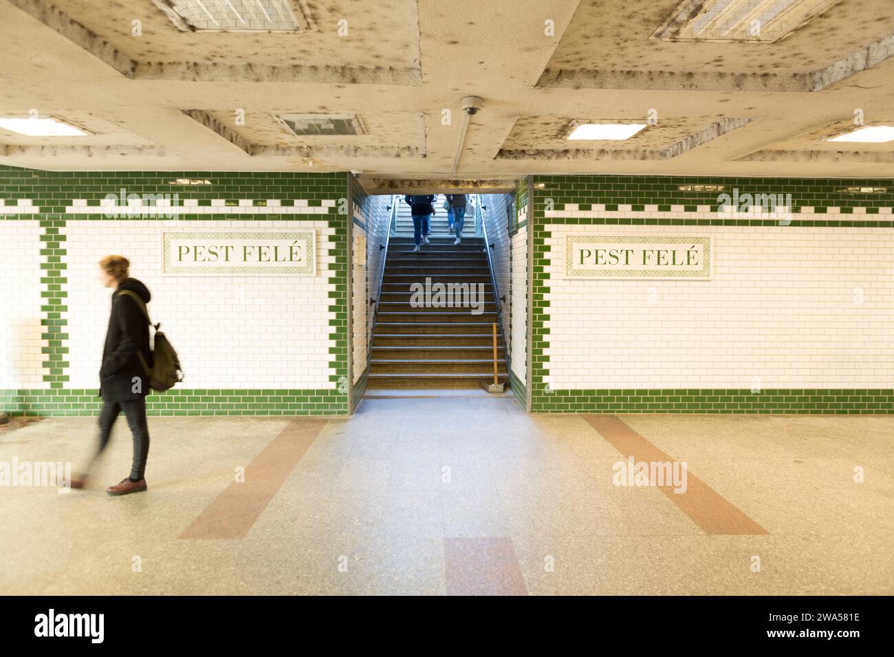 Hungary, Budapest, underground train station at the Margaret bridge ...