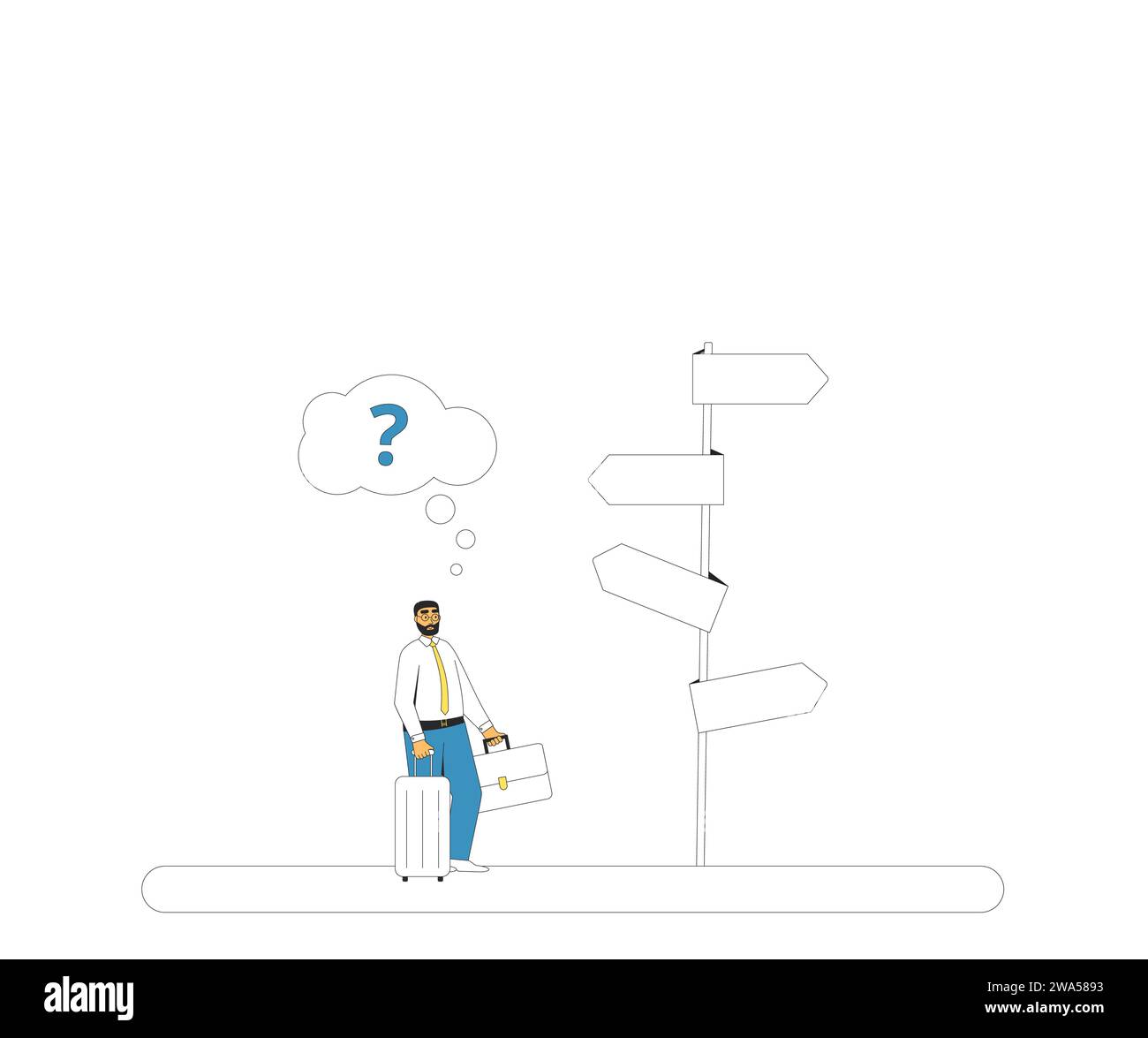 Man standing at crossroads. Confused person thinking about the right ...