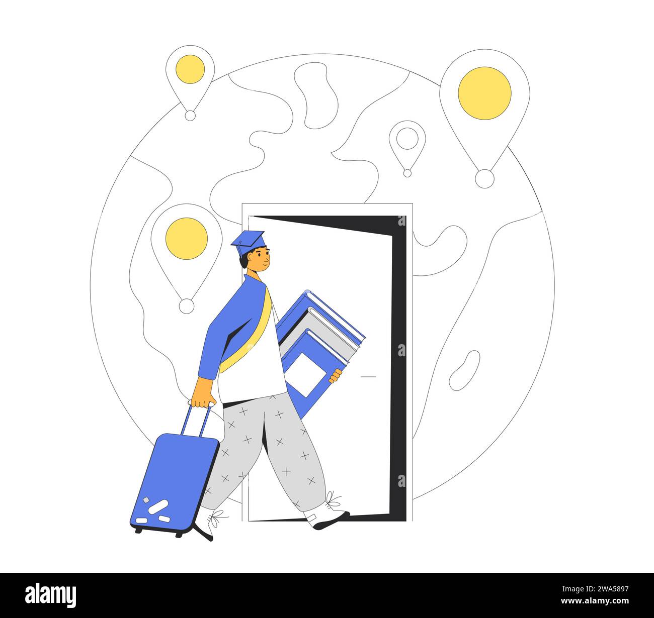 Student immigration. Brain drain metaphor. Study and work abroad ...