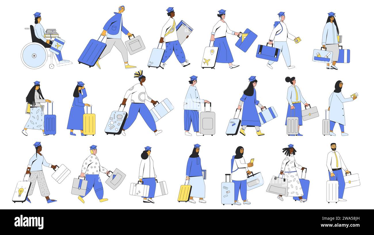 Drain brain and graduate immigration program collection. Simple design ...