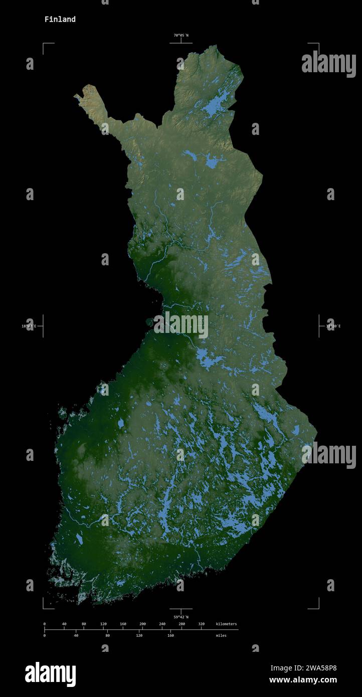 finland map with lakes and rivers