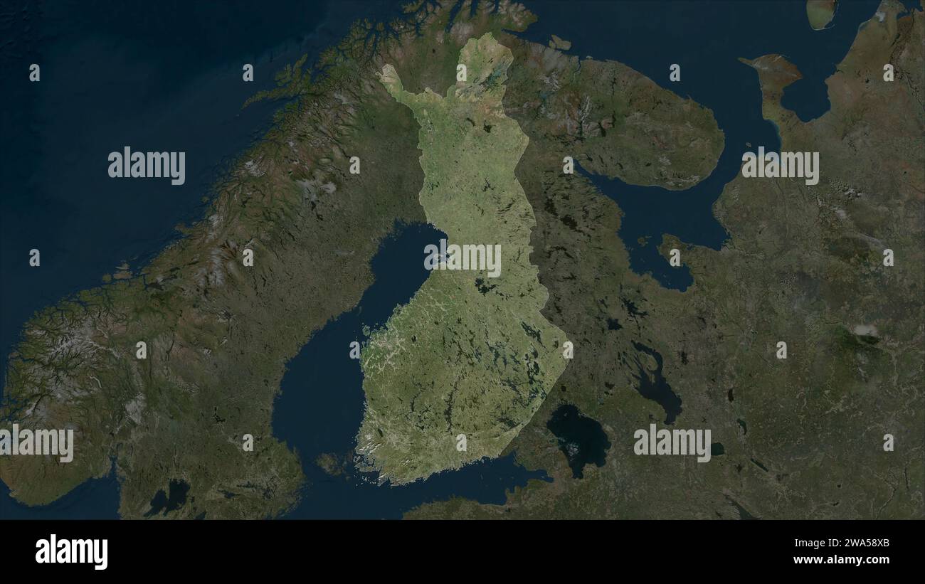 Finland highlighted on a high resolution satellite map Stock Photo - Alamy