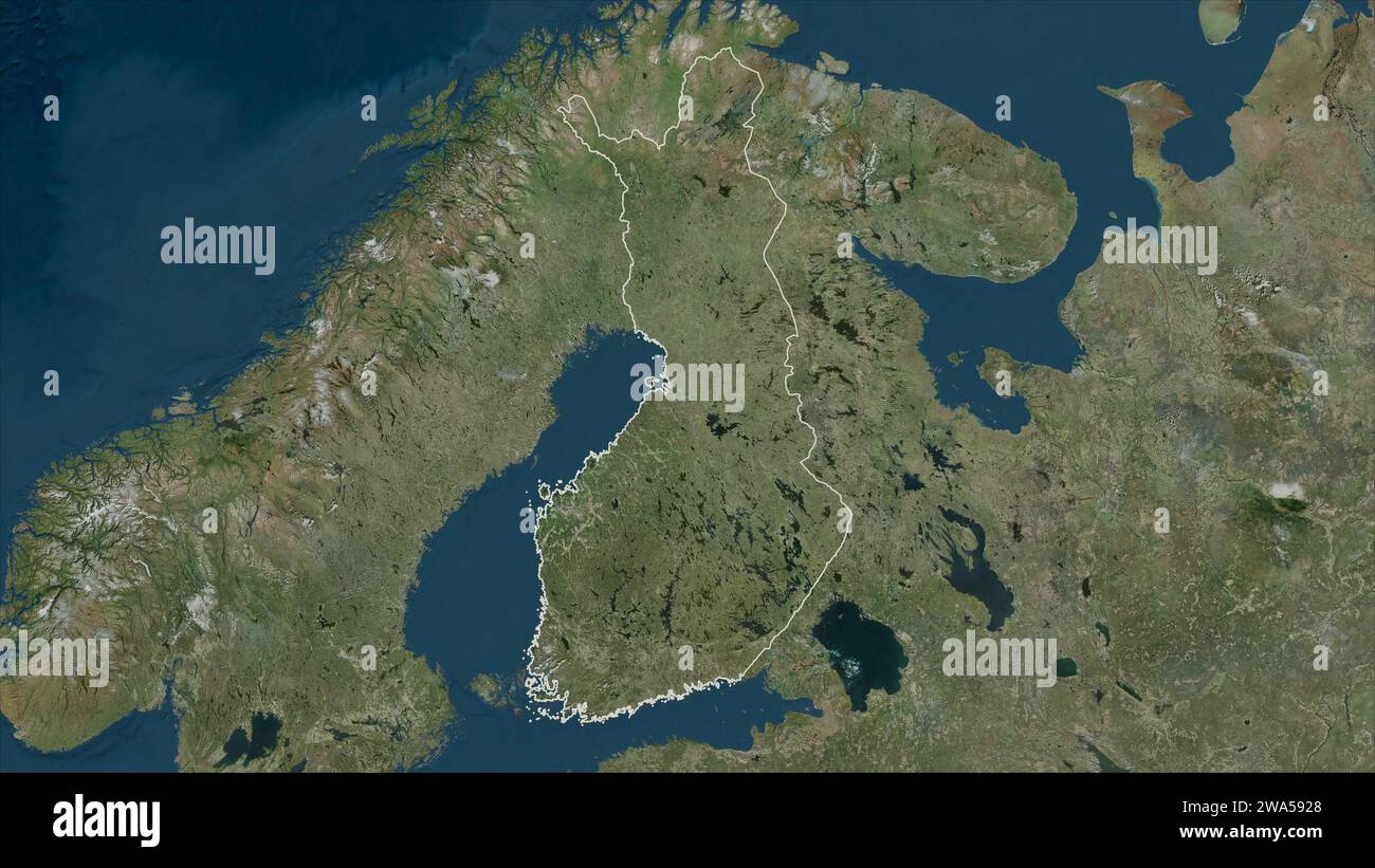 Finland outlined on a high resolution satellite map Stock Photo - Alamy