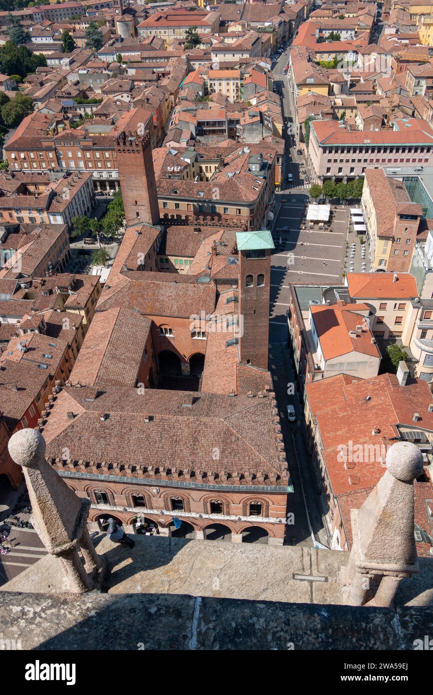 the historic center of Cremona seen from the top of Torrazzo, the ...