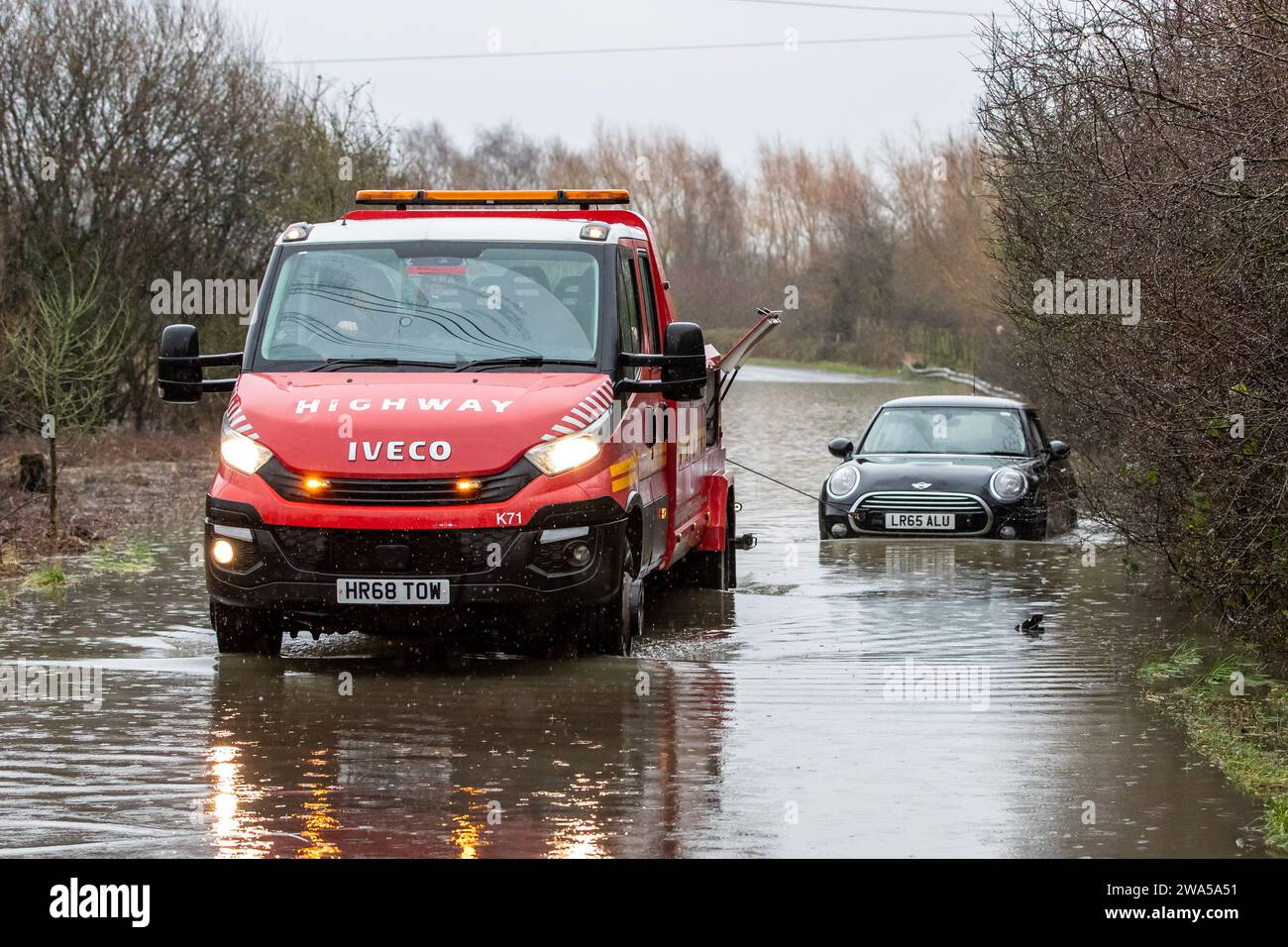 Allerton Bywater, Castleford, UK. 02nd Jan, 2024. A highway recovery ...