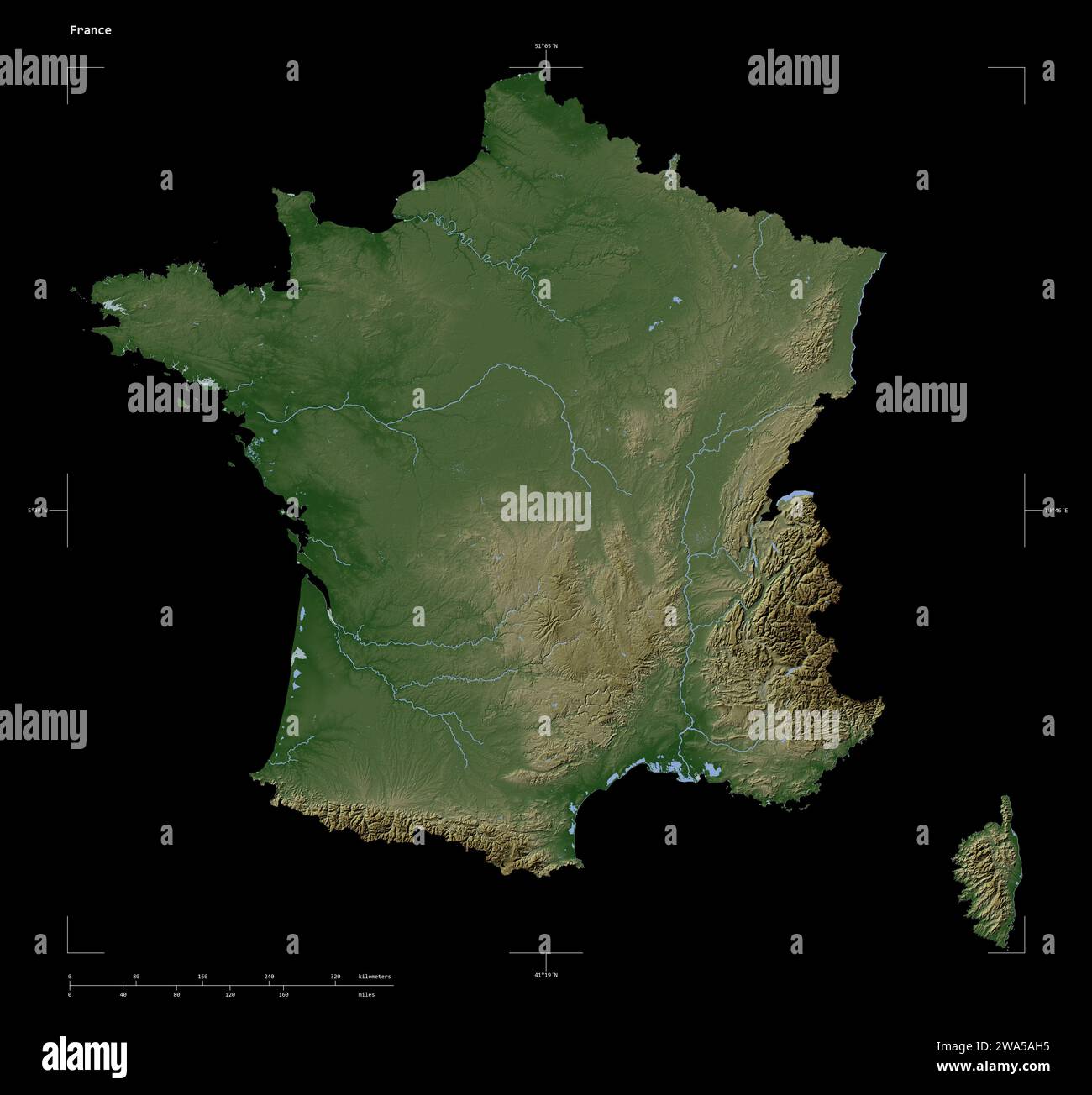 Shape of a Pale colored elevation map with lakes and rivers of the ...