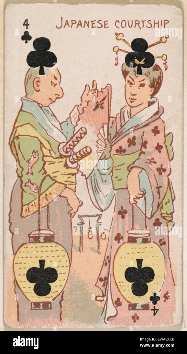 Four of Clubs, Japanese Courtship, from Harlequin Cards, 2nd Series ...