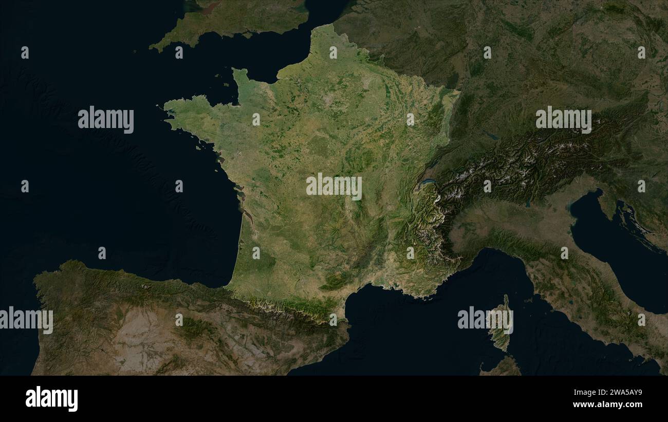 France highlighted on a low resolution satellite map Stock Photo - Alamy