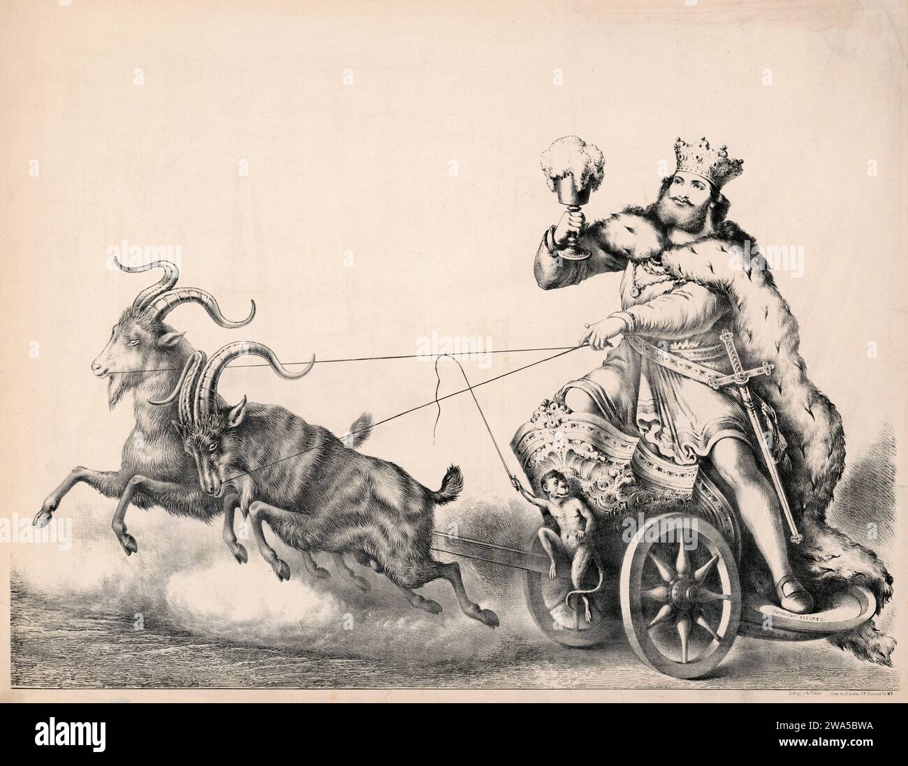 Triumph bock - King Gambrinus and a monkey riding a chariot Stock Photo ...