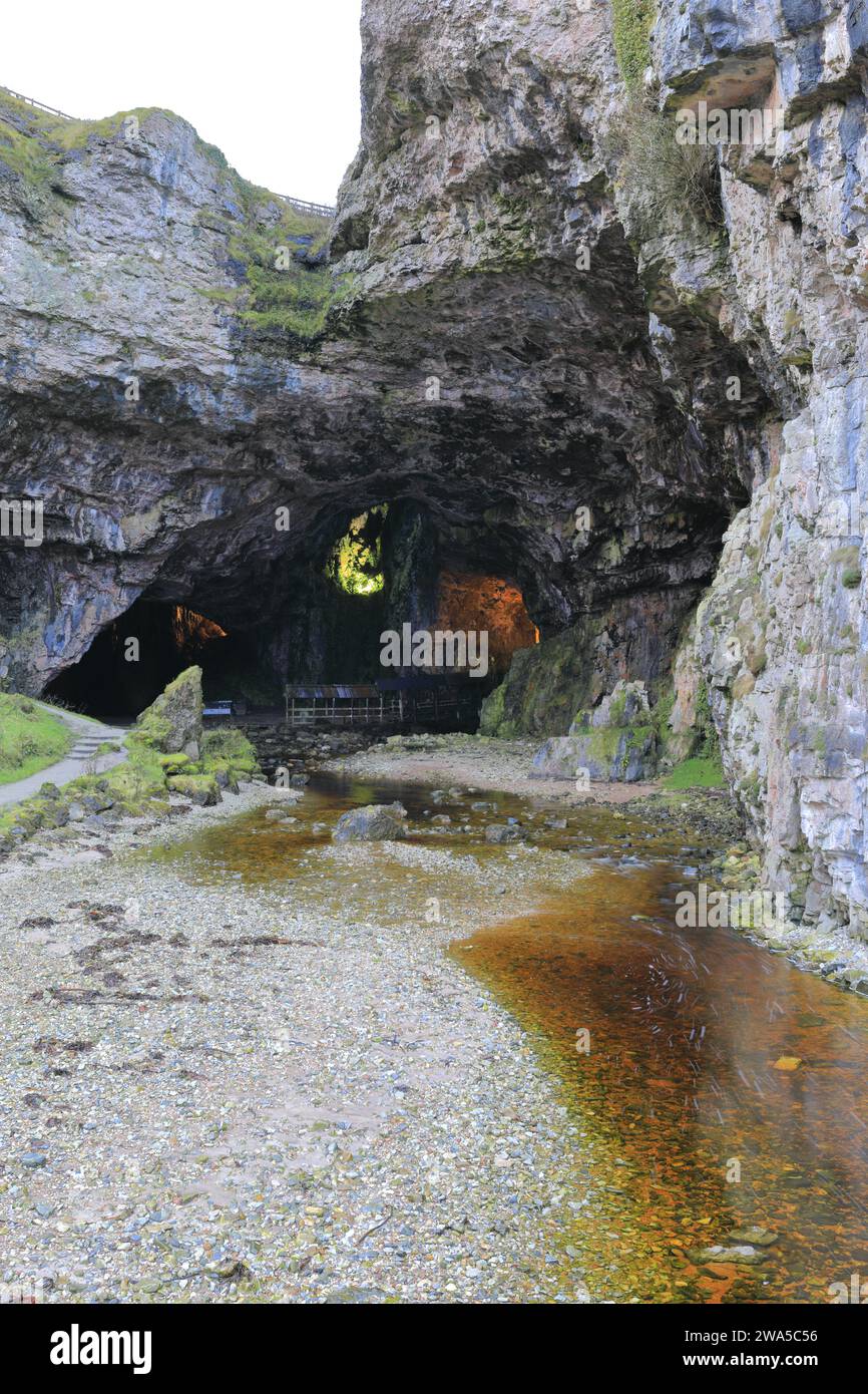 View over the Smoo Cave, Durness village, Sutherland, Highlands of ...