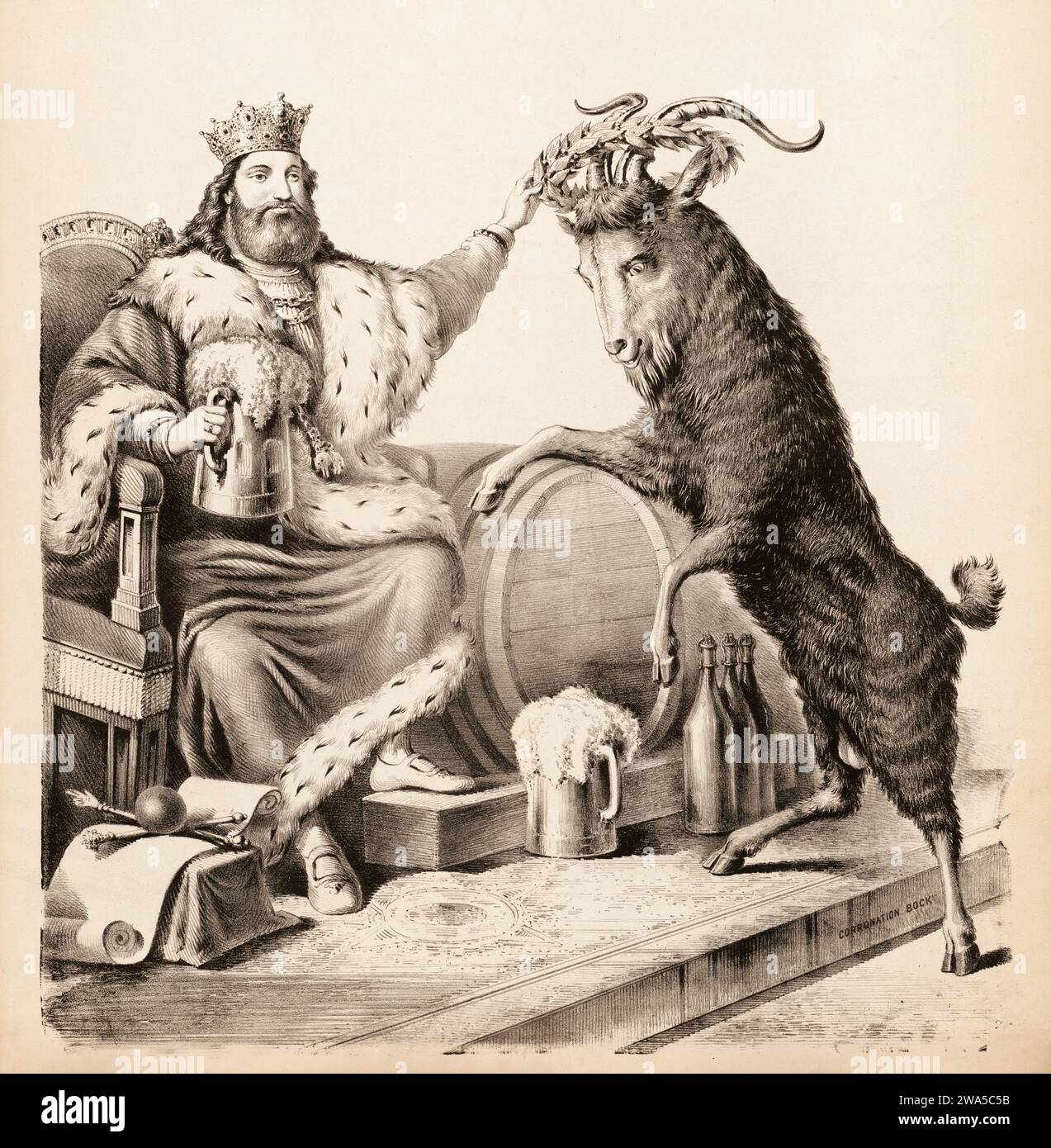 Corronation Bock - King Gambrinus and a goat - Advertisement for Bock ...