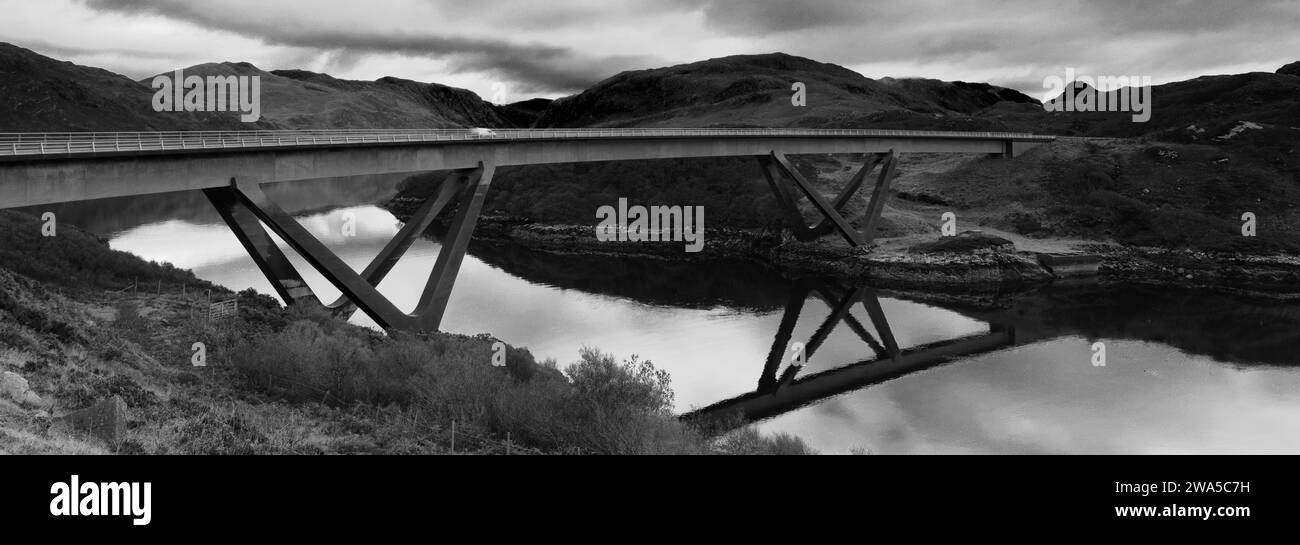 The Kylesku Bridge over Loch a' Chàirn Bhàin, Kylesku village, Scottish ...