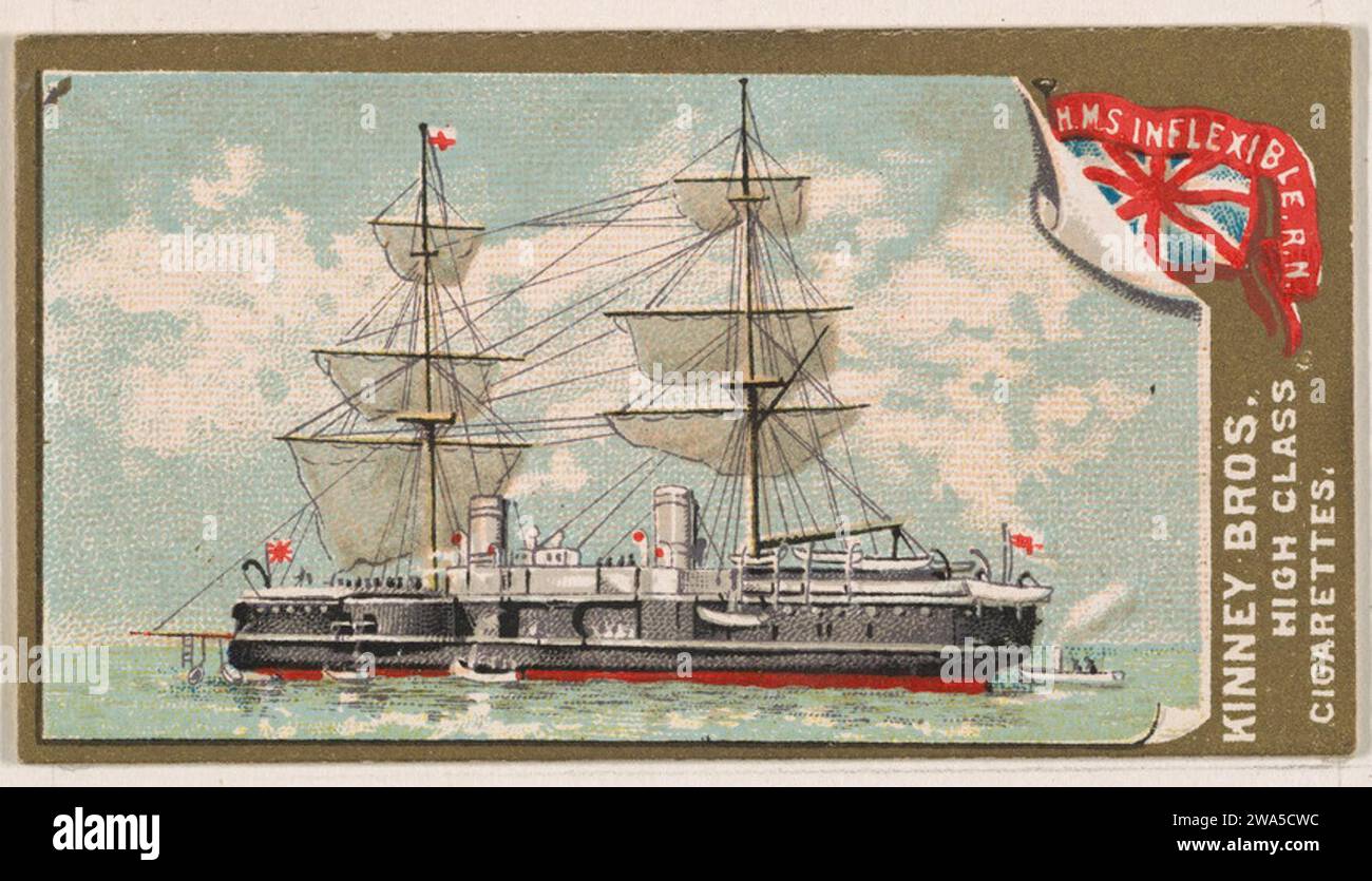 H.M.S. Inflexible, Royal Navy, from the Naval Vessels of the World ...