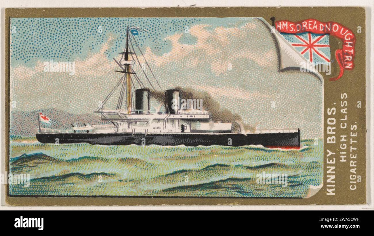 H.M.S. Dreadnought, Royal Navy, from the Naval Vessels of the World ...