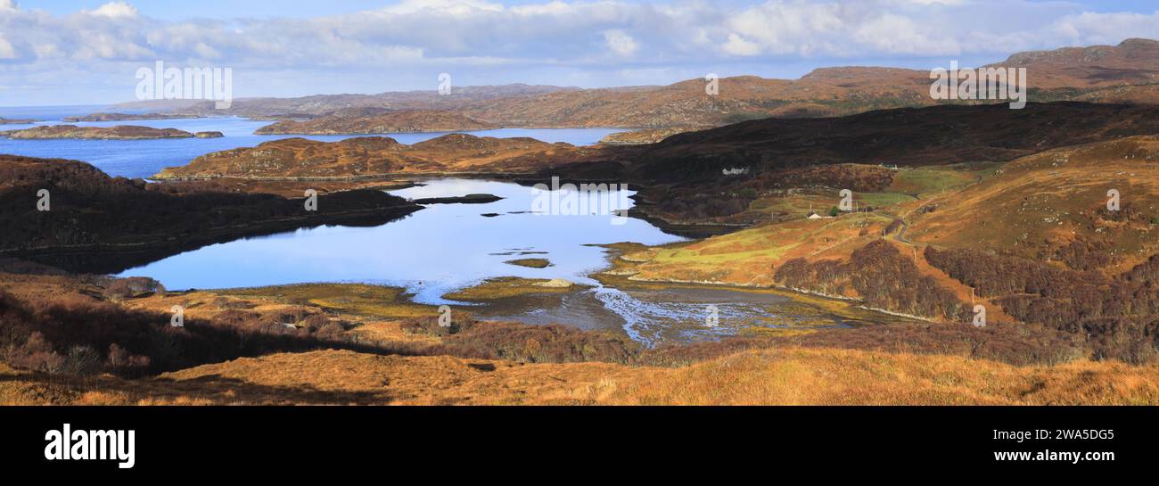 View over Loch Drumbeg from the Drumbeg Viewpoint towards Eddrachillis ...