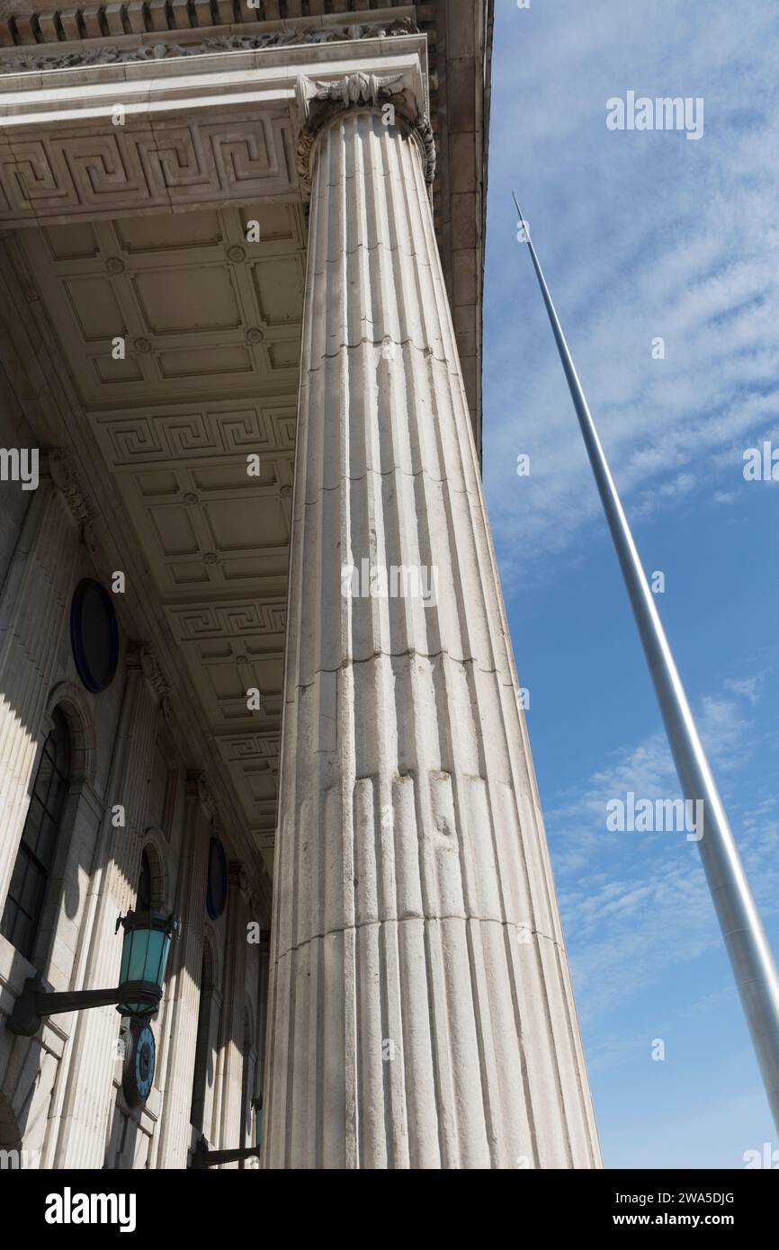 Ireland, Dublin, the General Post Office building pillars and the ...