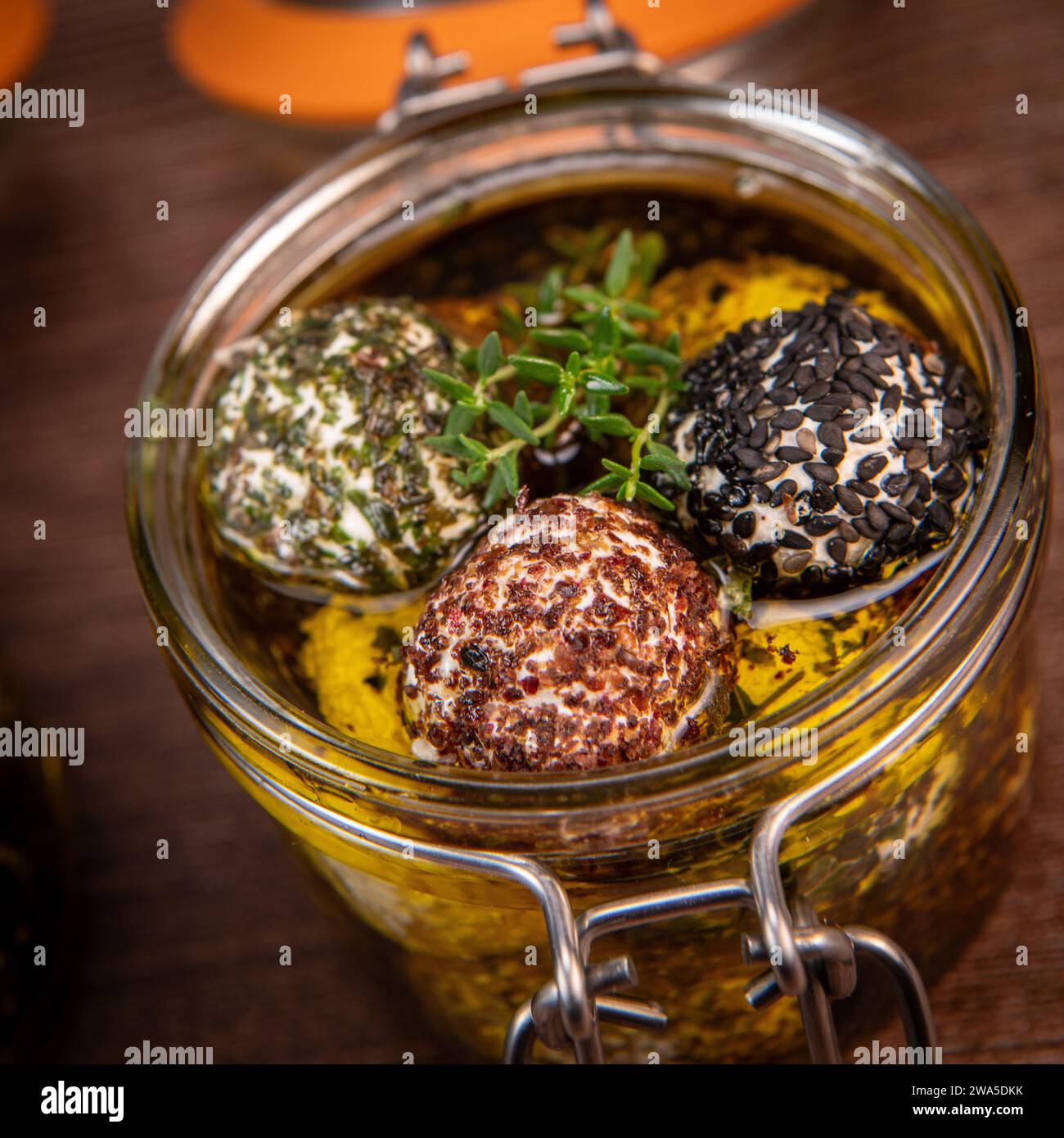 LABNEH CHEESE BOLLS WITH DRY MINT, BLACK AND WHITE SESAME, SUMAC AND ...