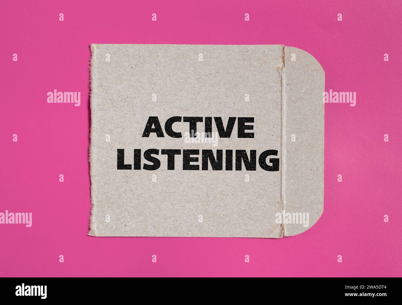 Active listening lettering on ripped paper. Top view, copy space Stock ...