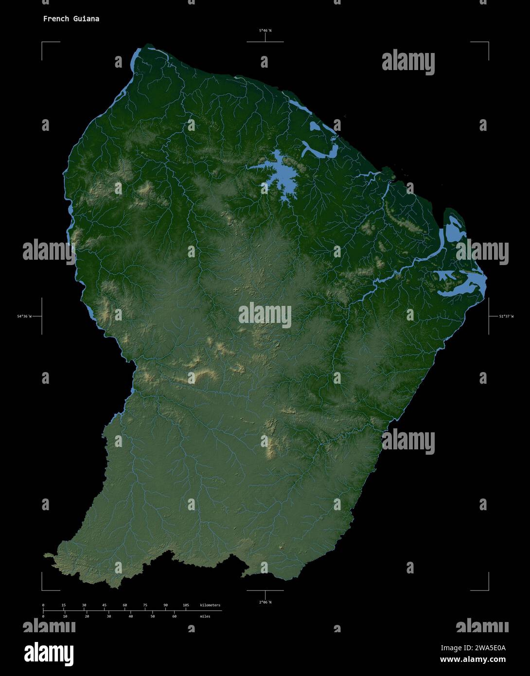 Shape of a Colored elevation map with lakes and rivers of the French ...