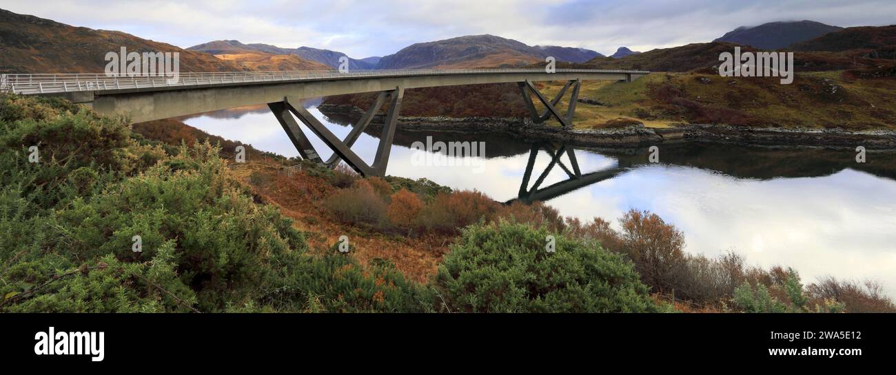 The Kylesku Bridge over Loch a' Chàirn Bhàin, Kylesku village, Scottish ...