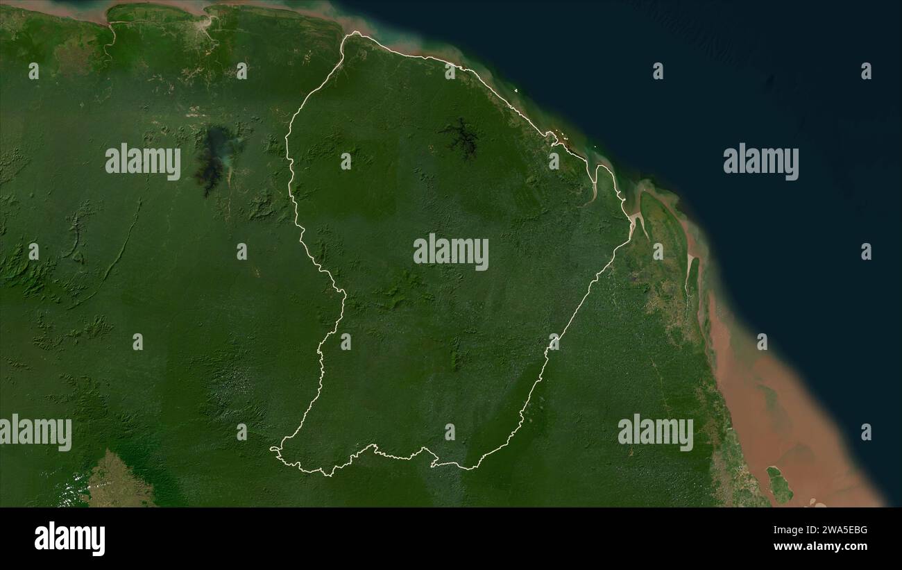 French Guiana outlined on a low resolution satellite map Stock Photo ...