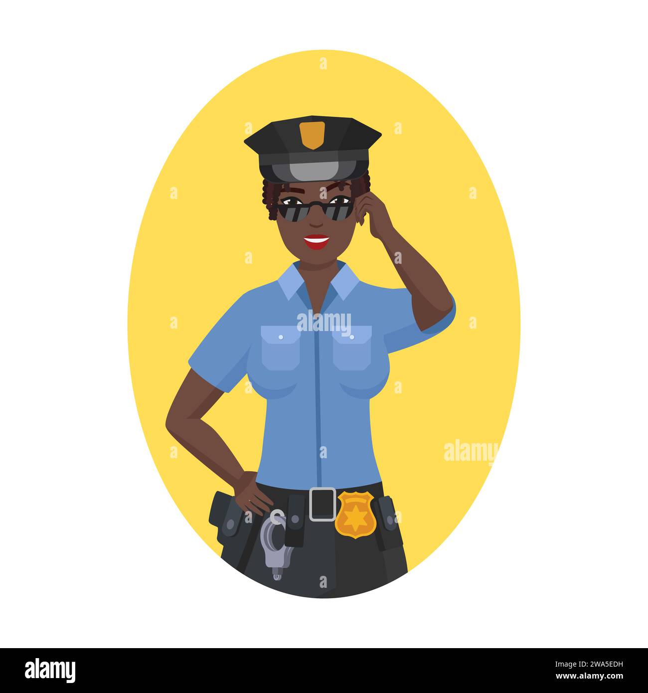 Black woman police in working uniform. Cool african female police ...