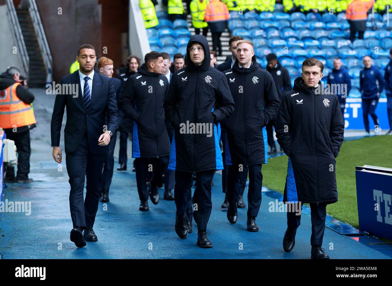Left to right, Rangers' Cyriel Dessers, Sam Lammers and Ridvan Yilmaz ...