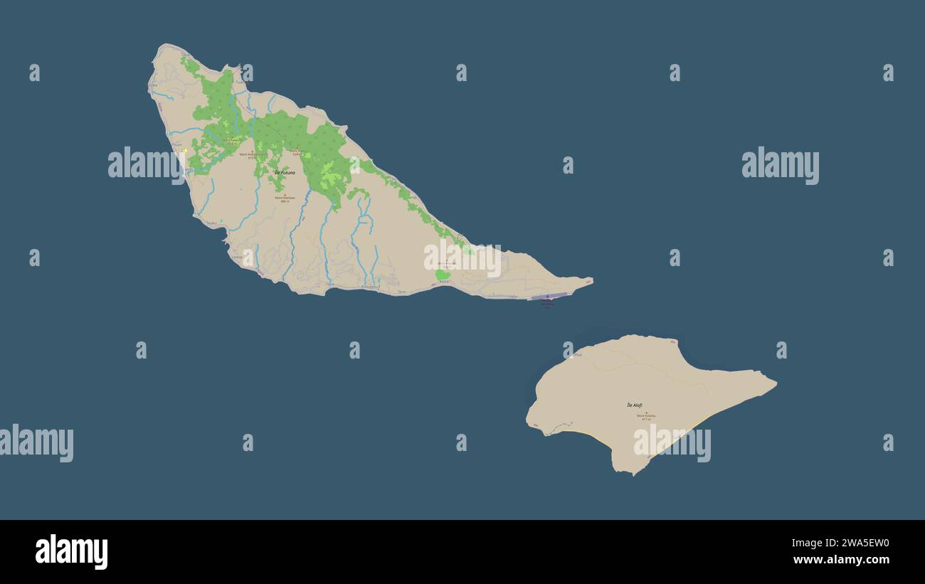 Futuna Island - Wallis and Futuna highlighted on a topographic, OSM ...