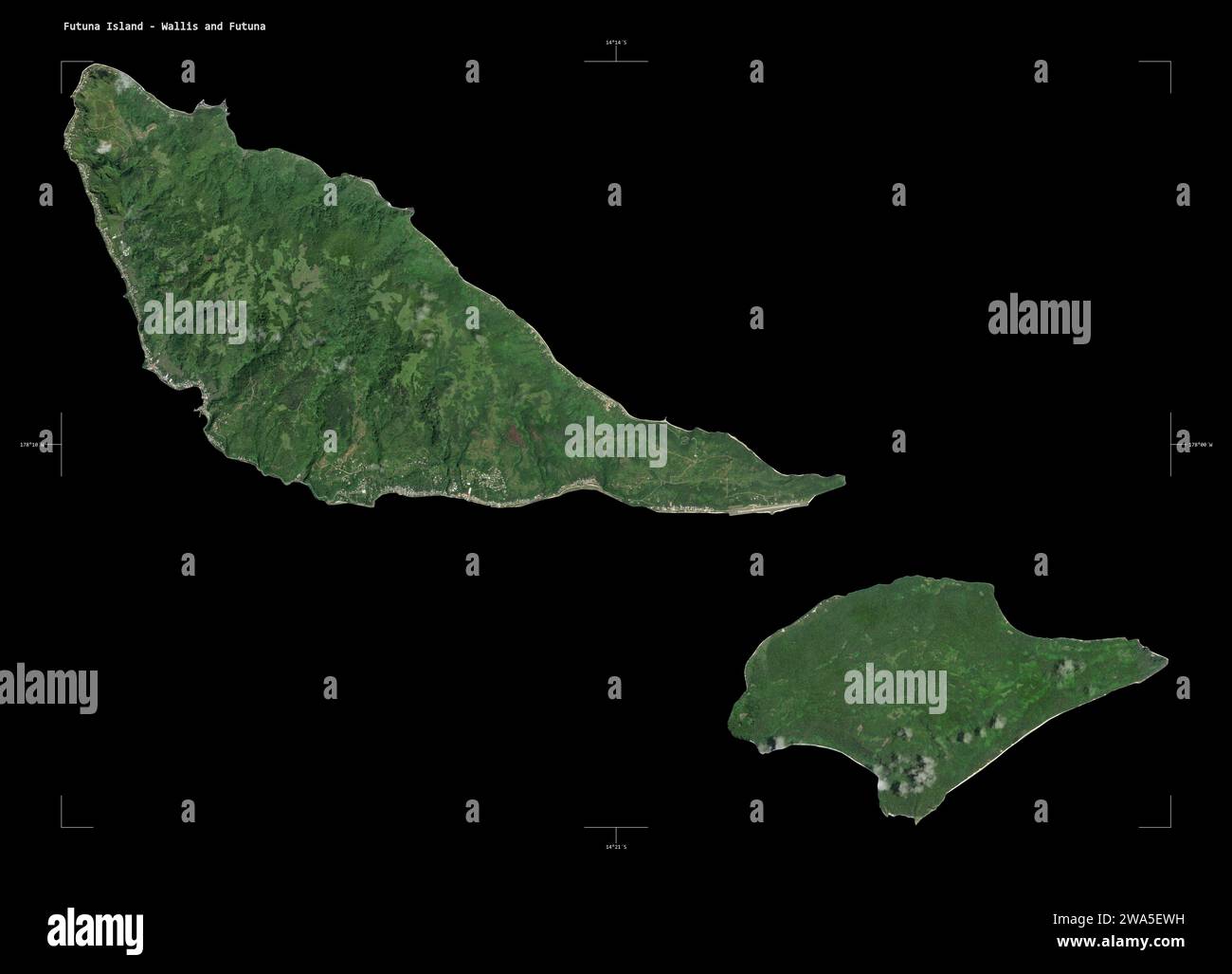 Shape of a low resolution satellite map of the Futuna Island - Wallis ...